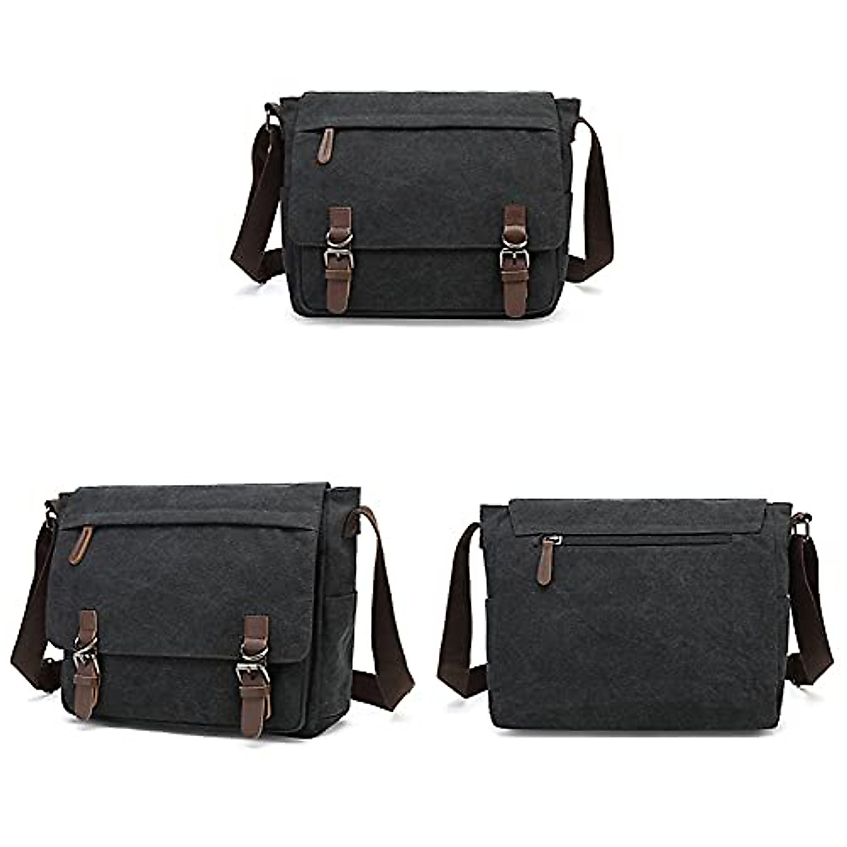 Sechunk Canvas Leather Messenger Bag Shoulder bag Cross body bag Crossbody 13 Inch Laptop Bag