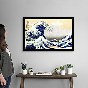 CANVAS ON DEMAND Under The Wave Off Kanagawa, from The Black Framed Art Print, Artwork
