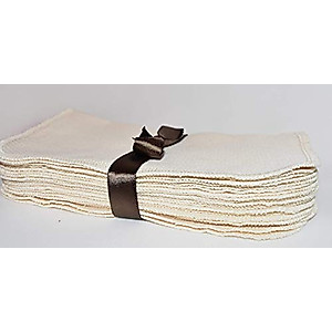 2 Ply Organic Flannel Washable Baby Wipes 8 x 8 Inches Set of 10 Matching Organic Cotton Thread