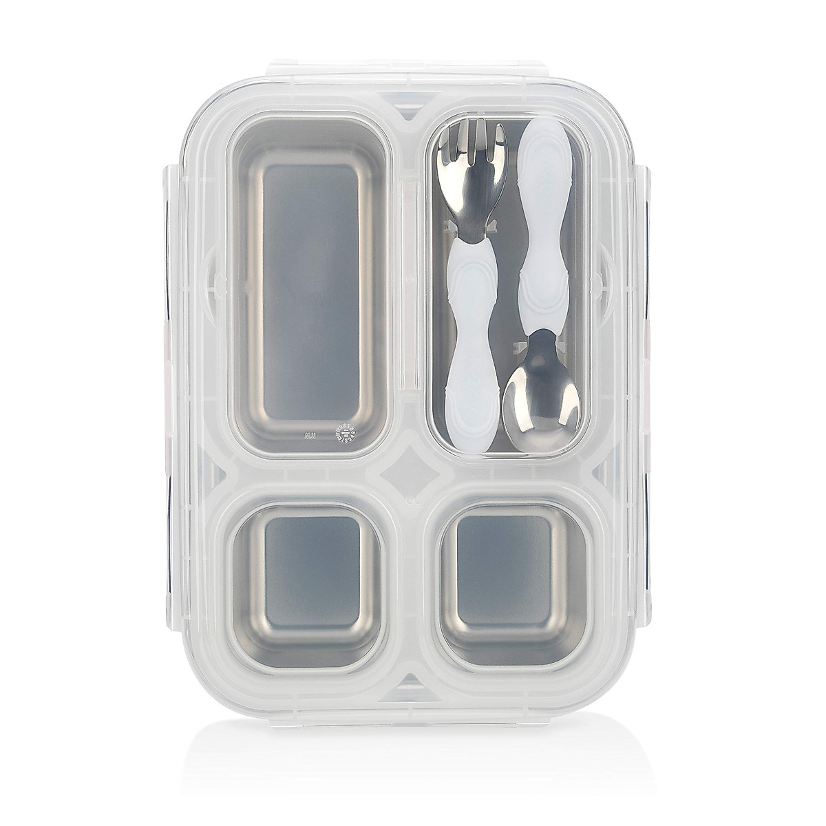 Nuby Insulated Travel Lunchbox with Fork, Spoon, and Lid - 12+ Months - Stainless Steel