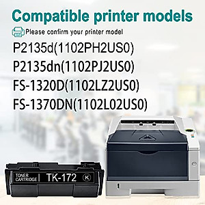 ZPZZ 1 Black TK-172 TK 172 (1T02LZ0US0) Compatible Toner Cartridge Replacement for Kyocera ECOSYS P2135d P2135dn FS-1320D FS-1370DN Printer Ink Cartridge,Sold by DZYDZSWGS