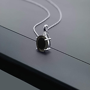 Gem Stone King 14K White Gold Oval Gemstone Birthstone and White Diamond Necklace | Oval 12X10MM | White Gold Pendant Necklace For Women | with 18 Inch Chain