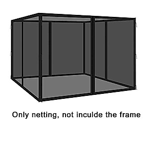 SunCula Replacement Gazebo Mosquito Netting Screen with Zipper for Patio Outdoor,Garden and Backyard (12'x12', Black, Only Netting)