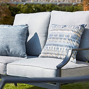 PatioFestival Patio Conversation Set Metal Outdoor Furniture Sets All Weather Cushioned Loveseat & 2 Rocking Chairs & 1 Coffee Table for Poolside Lawn Yard 4pcs