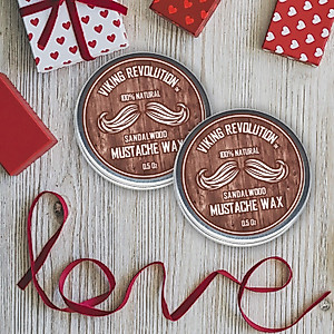 Viking Revolution Mustache Wax 2 Pack - Beard & Moustache Wax for Men - Strong Hold Helps Train Tame & Style (Sandalwood, 2 pack)