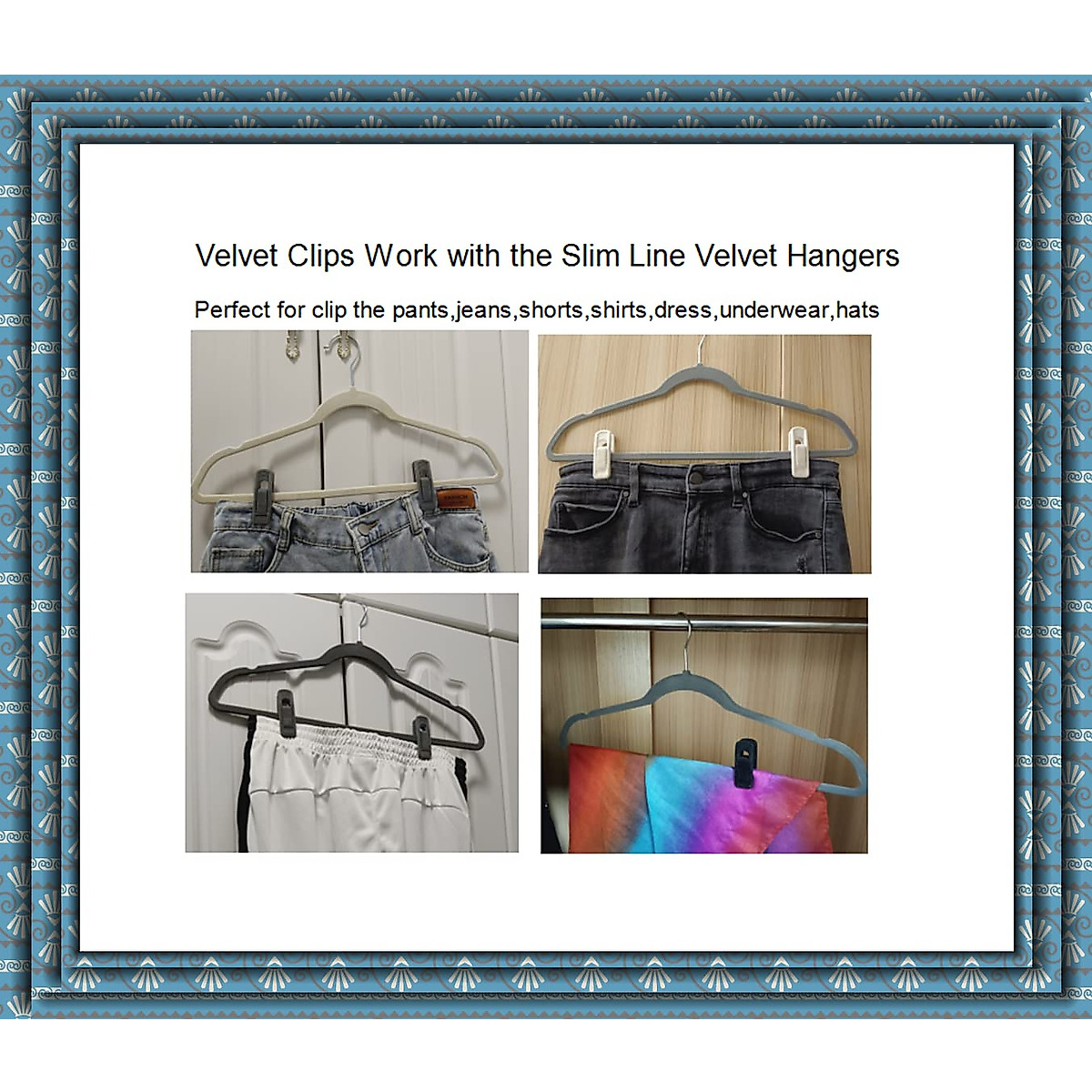 20Pcs Velvet Hangers Clips,Pants Hangers Clips, Strong Finger Flocked Clips Perfect for Use with Slim-line Clothes Velvet Hangers,Clothes Pins (Black, 20PCS)