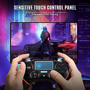 Deeptick Wireless Gamepad Controller For PS4/PC with Motion Motors and Audio Function, Mini LED Indicator, USB Cable and Anti-Slip (Red)