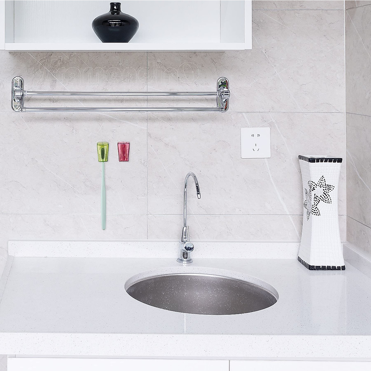 Framendino, 6 Pack Toothbrush Head Covers Caps Holder Case Protector Box with Suction Cup Convenient for Bathroom Wall Mirror Home Outdoor Travel