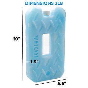 Kona Blue/Ice Ice Packs for Lunch Box - 2 lb Freezer Packs Compatible with Yeti Cooler Bags | Dry Ice Shock Pack, Long-Lasting Reusable Ice Packs for Lunch Bags (10" x 5.5" x 1.5" Pack of 4)