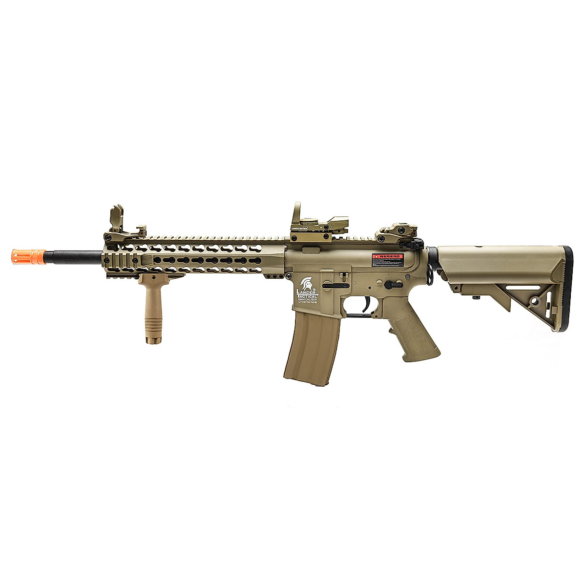 Lancer Tactical Gen 2 M4 Carbine 10'' Keymod Piactinny Polymer Airsoft Gun with Red Dot & Grip - Includes 9.6v Nimh Battery, Charger, and 1000 Rounds of 0.20g BBS