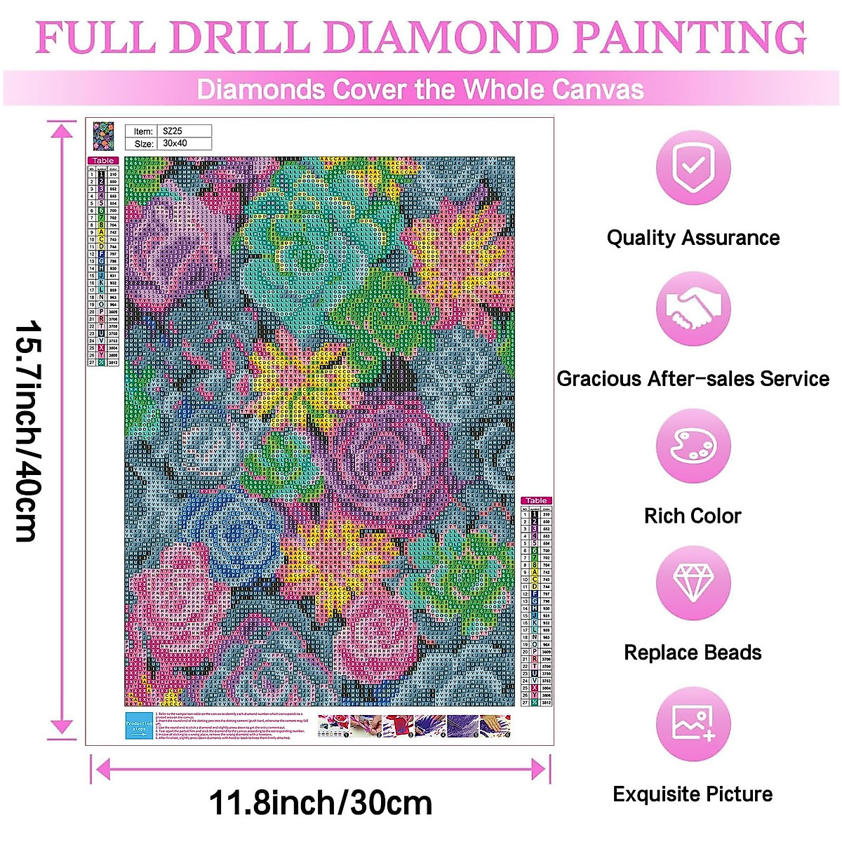 Ausanrl Succulents Diamond Painting Kits for Adults Beginners-Succulents Plant Diamond Art Kits for Adults,Flower Gem Art Kits for Adults for Gift Home Wall Decor Gifts 12x16inch