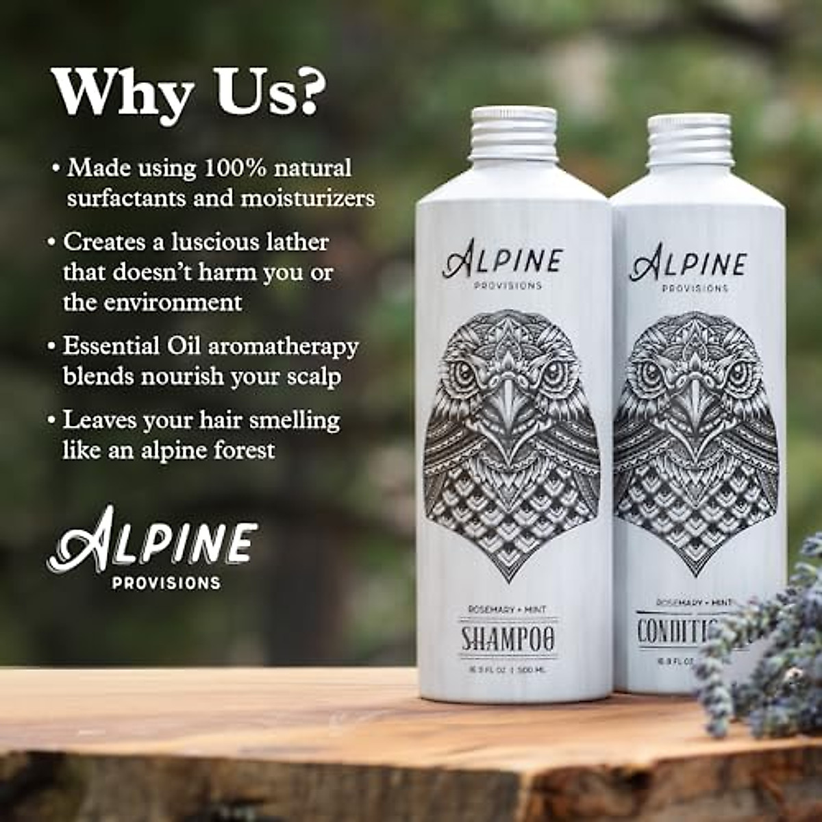Alpine Provisions Fir & Sage Shampoo - Naturally Repair, Cleanse, and Hydration with Essential Oils, Jojoba, Aloe Vera - Vegan, Sulfate - Plant-Based Hair Care for Healthier, Softer Hair - 16.9 FL Oz