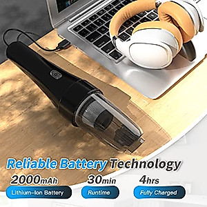 CAMFUN Mini Handheld Car Vacuum Cordless, Upgrade Version Air Duster and Inflation 3 in 1, Rechargeable with Strong Suction for Pet Hair, Home and Car Cleaning, Model GV01, Black