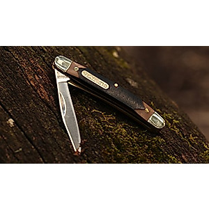 Old Timer 18OT Mighty Mite 4.7in Stainless Steel Traditional Folding Pocket Knife with 2in Clip Point Blade, Nickel Silver Bolsters, and Sawcut Handle for Whittling, Hunting, Camping, EDC, and Outdoor