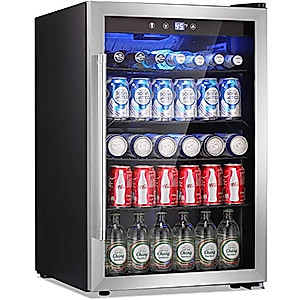Antarctic Star Beverage Refrigerator Cooler - 145 Can Mini Fridge Glass Door for Soda Beer or Wine, Small Drink Dispenser, Clear Front Door for Home Office or Bar, 4.5Cu.Ft.