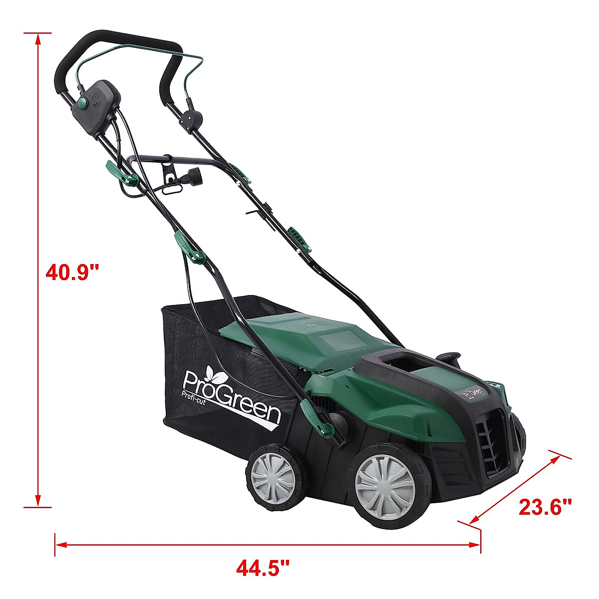 2-in-1 16" Walk Behind Scarifier, 15 Amp Electric Dethatcher Scarifier, Lawn Dethatcher for Yard Lawn Garden Care, Removable Collection Bag Extra Large 58QT (16 inch)