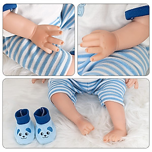 ENADOLL Reborn Baby Doll Realistic Silicone Vinyl Newborn Baby Boy 24 inch Weighted Cotton Body Lifelike Doll Gift Set for Ages 3+(Blue Bear)