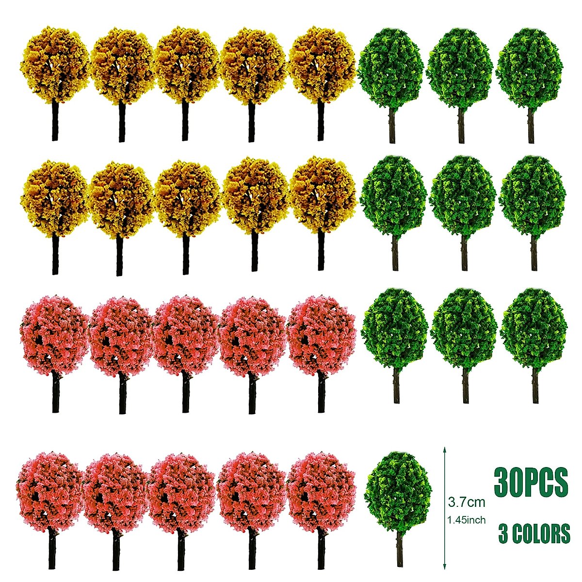 Woohome 60 PCS Miniature Trees Mixed Model Trees, Mixed Colors Accessories Model Train Scenery Architecture Trees Fake Trees for Building Model, Model Scenery with No Bases for DIY Crafts