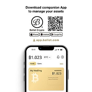 Ballet REAL Bitcoin, Gold Edition - The Easiest Crypto Cold Storage Card, Cryptocurrency Hardware Wallet with Multicurrency and NFT Support (Single)