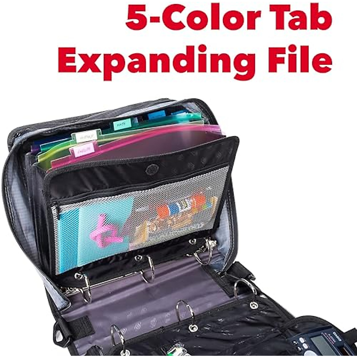 Case-it Dual 2.0, Zipper Binder, 2 Set of 2” D-Ring Dual, W/Removable File Folder Hold Down Pages, Front Flap Pocket, Laptop Storage, Pen Pockets,5 tab Removeable File Folder, Dual-301, Pink