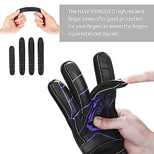 Goalie Gloves for Youth & Adult, Goalkeeper Gloves Kids with Finger Support, Black Latex Soccer Gloves for Men and Women, Junior Keeper Football Gloves for Training and Match