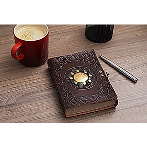 A5 Book of Shadows Travel Leather Journal Notebook, Supernatural Spellbook, Writing Diary With Lock