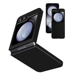 Foluu Slim Fit Case for Samsung Galaxy Z Flip 5, with Front Built-in Screen Protector, Ultra Thin Matte PC Protective Cover for Samsung Galaxy Z Flip5 5G 2023 (Black)