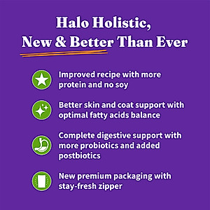 Halo Holistic Adult Dog Vegan Plant-Based Recipe with Superfoods 3.5 lb Bag