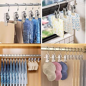 Boot Hangers for Closet, 18 PCS Hanging Clips Hook Clothes Pins for Laundry, Hanger Clips Towel Clips Boot Organizer for Home and Travel, Stainless Steel Hanging Hold Clips