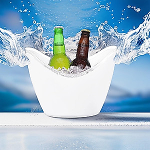 Yesland 3.5L Ice Buckets White Acrylic Drink Bucket Beverage Tub Wine Champagne Bucket - Storage Tub for Wine, Champagne or Beer Bottles Parties and Home Bar