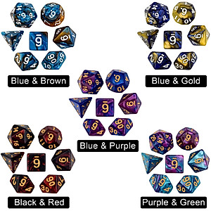 DND Double-Colors Polyhedron Dice Set for Dungeons and Dragons D&D RPG MTG Table Games D4 D6 D8 D10 D% D12 D20 25 Colors Dice with 1 Large Flannel Bag, 25 x 7 (175 Pieces)