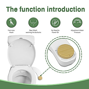 Jecatiy Left Hand Bidet, Non-Electric Bidet Attachment for Toilet Seat, Adjustable Water Pressure, Rear and Feminine Wash