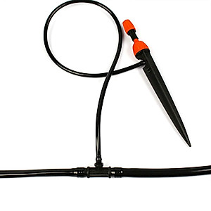 E-outstanding Tee Barbed Connector 10PCS Black 3/8 Inch to 1/4 Inch Greenhouse Drip Irrigation Water Splitter for 4 mm Drip Hose