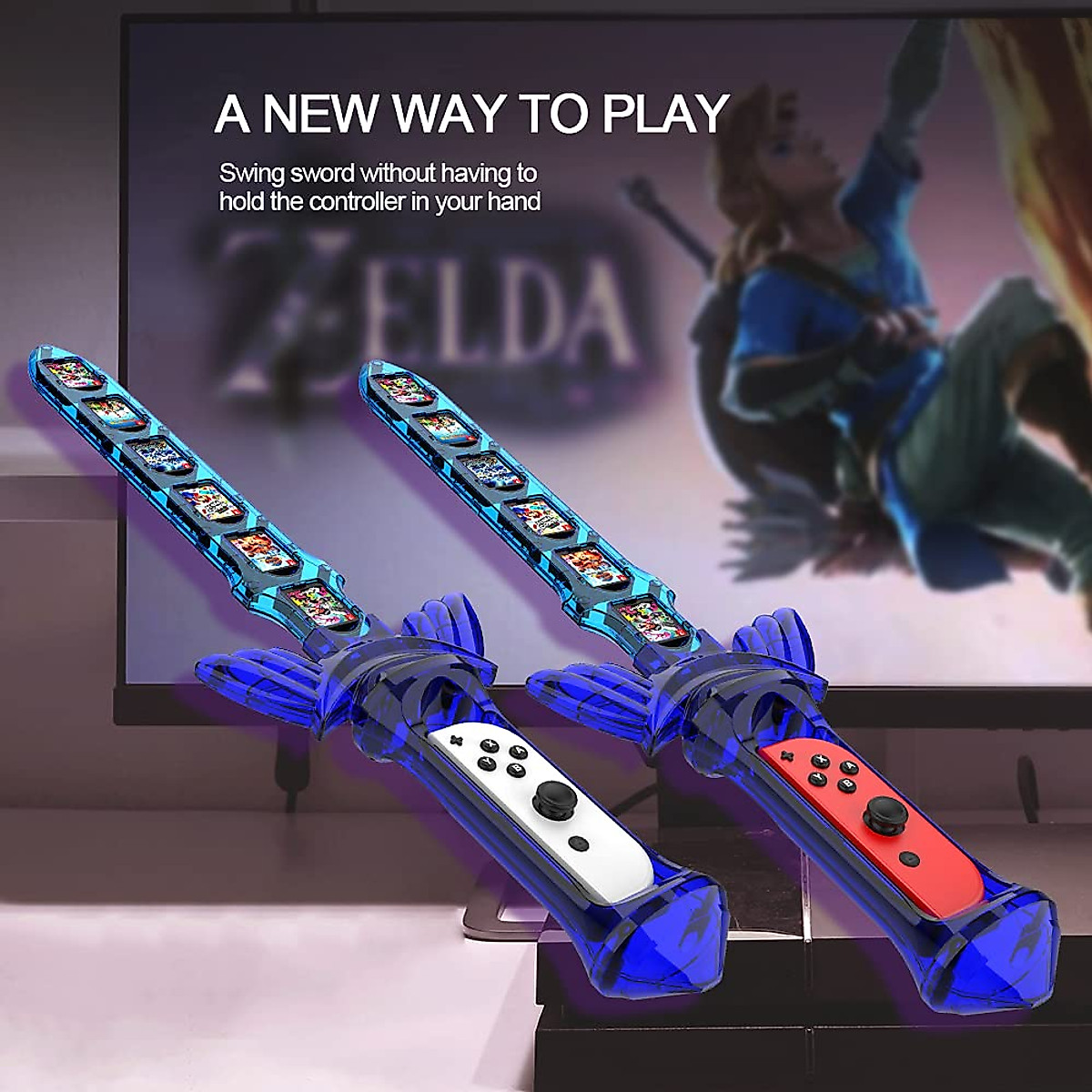 EJGAME Switch Sports Accessories,Game Sword Compatible with Switch Sports Chambara (Swordplay)/Legend of Zelda: Tears of the Kingdom/Skyward Sword HD,with 12 Game Card Slots(1 Pack)