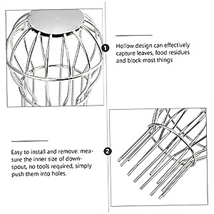 YARNOW 2 pcs Stops Rooftop Line to Guard Downspout Cap Outdoor Cover Steel Stainless Strainer Blocking Gutter Roof Other Pipe Extensions Floor Leaf Tool Leaves Clogging Anti- Down Drain