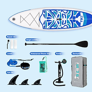 FunWater Inflatable 10'6×33"×6" Ultra-Light (17.6lbs) SUP for All Skill Levels Everything Included with Stand Up Paddle Board, Adj Floating Paddles, Pump, ISUP Travel Backpack, Leash,Waterproof Bag