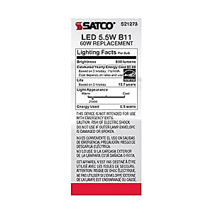 Satco S21273 5.5B11/LED/927/CL/120V/E12-6 Pack