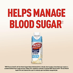 BOOST Glucose Control Ready to Drink Nutritional Drinks with Extra Nutrient Support Drink, Very Vanilla, Carton, 8 Fl Oz, Pack of 24