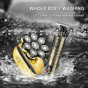 ROZIAPRO Head Shavers for Bald Men & Professional Hair Trimmer Zero Gapped T-Blade Trimmer, Multifunctional Bald Shavers Rechargeable Edgers Barber Clippers Men’s Grooming Kit