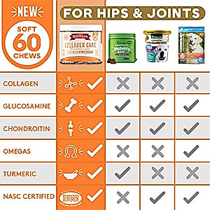The Missing Link Collagen Care Soft Chew Nutritional Treats for Dogs - Collagen, Glucosamine, Chondroitin & Turmeric - Mobility & Anti-Inflammatory Support - Hip & Joint 60 Count