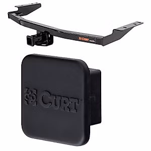 Curt 13126 22272 Class 3 Trailer Hitch with 2 Inch Receiver and 2 Inch Rubber Hitch Tube Cover Bundle for Nissan Pathfinder and Infiniti QX60