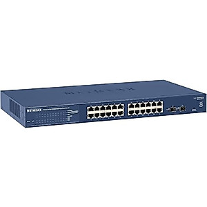 NETGEAR 26-Port Gigabit Ethernet Smart Switch (GS724Tv4) - Managed, with 24 x 1G, 2 x 1G SFP, Desktop or Rackmount, and Limited Lifetime Protection