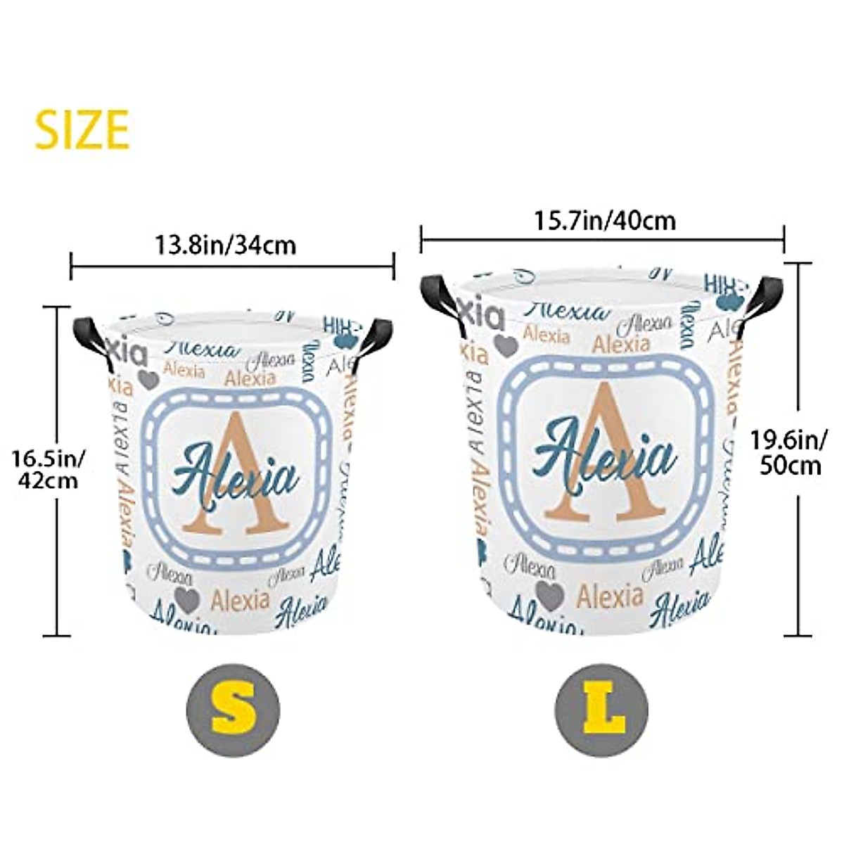 Personalized Laundry Baskets, Custom Laundry Hamper Collapsible Clothes Storage Basket with Handle for Bathroom Living Room Bedroom kids toys