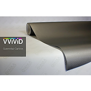 VViViD XPO Gunmetal Grey Carbon Fiber 5 Feet x 1 Foot Car Wrap Vinyl Roll with Air Release Technology
