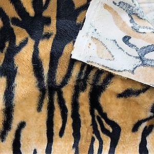 Velboa Wave Print Tiger Fabric, 60 Inch, by The Yard (Gold)