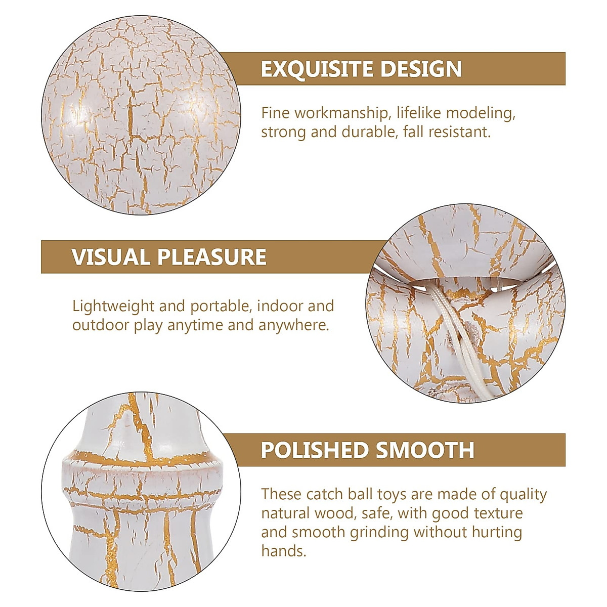 Kisangel Wooden Kendama Ball Toy Kendama Cup Toy Wooden Catch Game Japanese Traditional Wooden Toy Hand- Eye Coordination Toy (White)