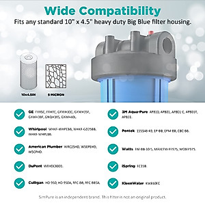 SimPure 10" x 4.5" 5-Micron Sediment and Carbon Water Filter Combo Fitting Most Standard 10-Inch Whole House Water Systems