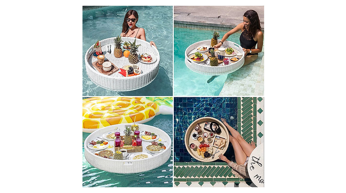 Rattan Woven Serving Tray - Luxury Floating Pool Tray