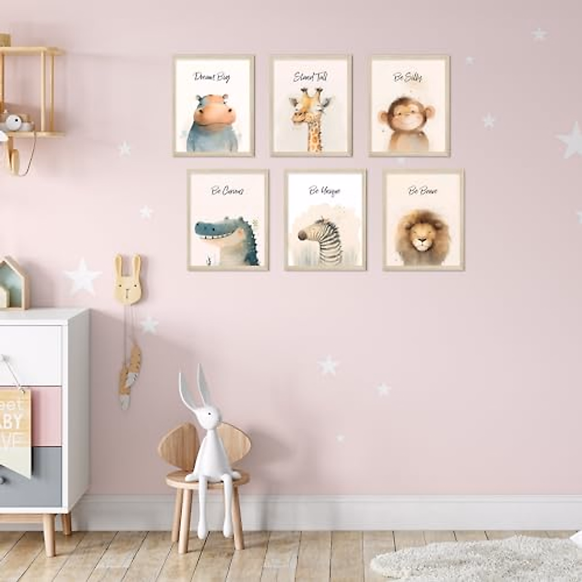 BigWig Prints Safari Nursery Decor - Baby Animal Wall Art, Jungle Nursery Posters, Safari Room Decorations for Boys, Inspirational Animal Art for Baby Rooms - Unframed Set of 6 (8x10)