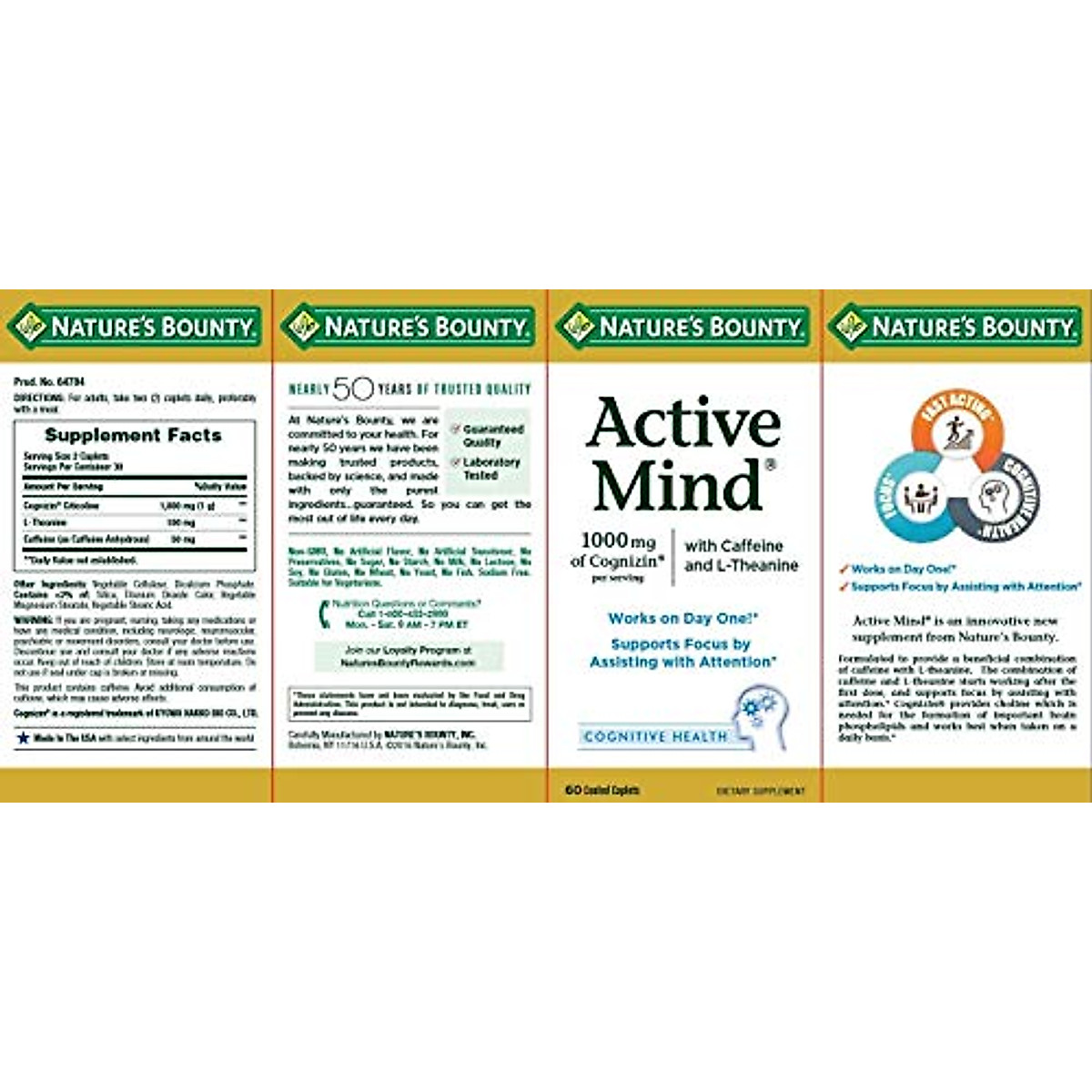 Nature's Bounty Active Mind, 60 Coated Caplets